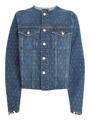 7 For All Mankind Rhinestone Embellished Denim Jacket - Blue