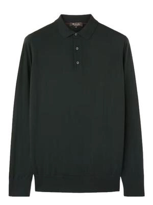 Loro Piana Long-sleeved Knitted Polo Shirt - Black