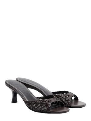 Staud Brigitte Woven Leather Mules - Black
