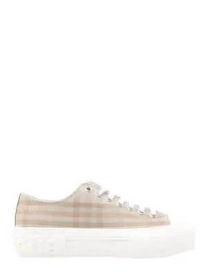 Burberry Checked Lace-up Low Top Sneakers - White