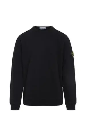 Stone Island Logo Patch Crewneck Sweatshirt - Black