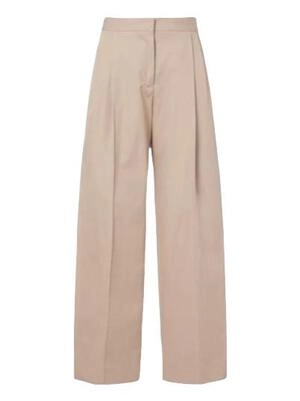 JIL SANDER Pleated Cotton Wide-leg Pants - Nude