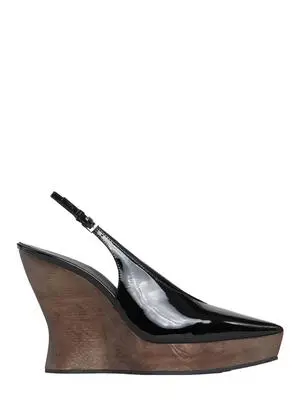 Alaïa Patent Calfskin Wedge Slingbacks - Black