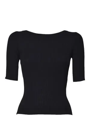 Max Mara Waser Boat-neck Ribbed Jumper - Black
