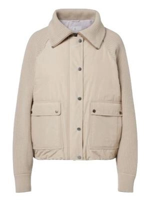 Brunello Cucinelli Down Jacket In Wool, Cashmere, And Silk - Nude