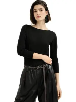 Brunello Cucinelli Sparkling Cashmere And Silk Lightweight Sweater - Black