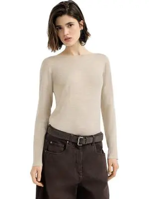 Brunello Cucinelli Sparkling Cashmere And Silk Lightweight Sweater - Desert