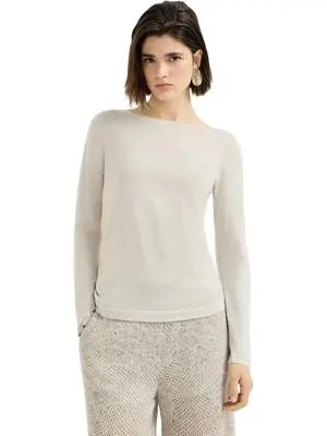 Brunello Cucinelli Sparkling Cashmere And Silk Lightweight Sweater - Milk