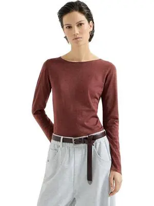 Brunello Cucinelli Sparkling Cashmere And Silk Lightweight Sweater - Ruby