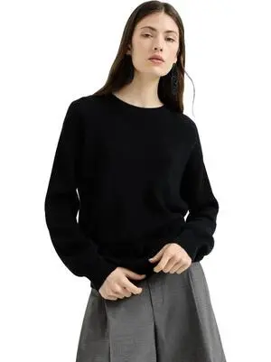 Brunello Cucinelli Cotton English Rib Sweater With Monili - Black