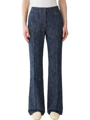Lafayette 148 New York Cotton & Linen Flare Leg Pants - Indigo