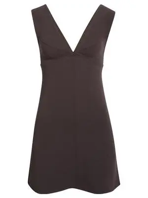 REFORMATION Anara Plunge Neck Mini Dress - Mole