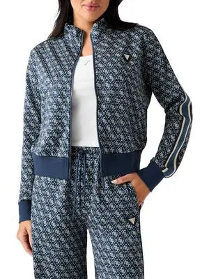 Guess 4g Jacquard Full Zip Track Jacket - Blue Multi