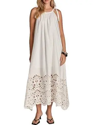 English Factory Eyelet Halterneck Midi Dress - White