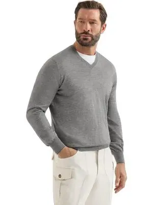 Brunello Cucinelli Cashmere And Silk Lightweight Sweater - Dark Grey