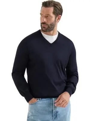 Brunello Cucinelli Cashmere And Silk Lightweight Sweater - Navy Blue