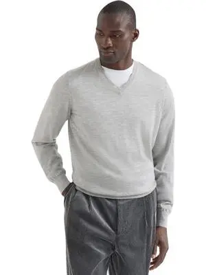 Brunello Cucinelli Cashmere And Silk Lightweight Sweater - Pebble
