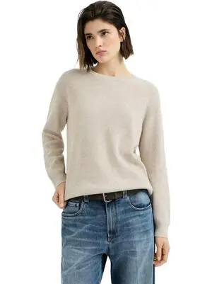 Brunello Cucinelli Cashmere English Rib Sweater With Monili - Oat