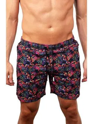 MACEOO Tropical Leaf Print Swim Trunks - Multi