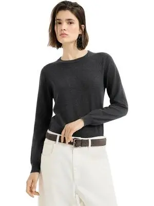 Brunello Cucinelli Cashmere Sweater With Monili Decoration - Lignite