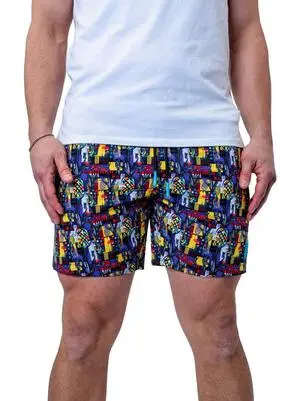 MACEOO Printed Swim Trunks With Elasticated Drawstring Waist - Multi