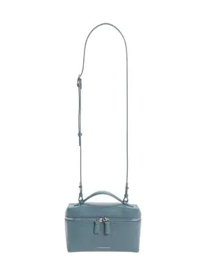 Victoria Beckham Dorian Leather Vanity Case Bag - Agave Blue