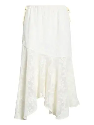 MUSE ASSEMBLY Floral Lace Asymmetric Skirt - Ecru