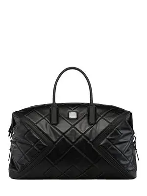 Mcm Ottomar Weekender In Diamond Quilted Leather - Black