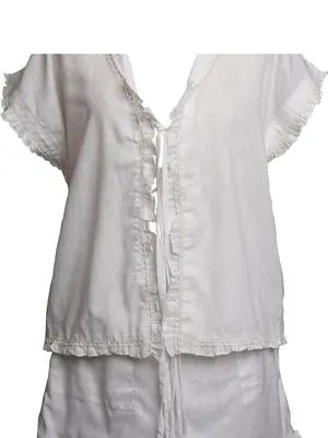 MUDA CLOTHING FZ LLC Organic Linen Ruffle Set - White