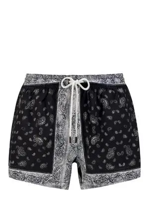 EMANMOON Bandana Print Swim Shorts - Black/white