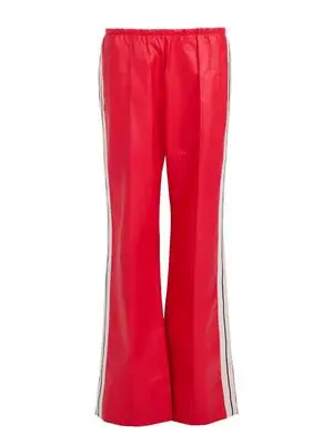 MOV Perfect Suit Pants: Straight-leg Vegan Leather With Side Stripes - Red