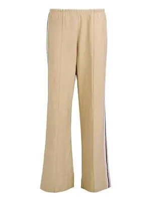 MOV Name' Neutrals / Perfect Suit Pants Straight-leg Vegan Leather With Side Stripes In Ivory - Yellow