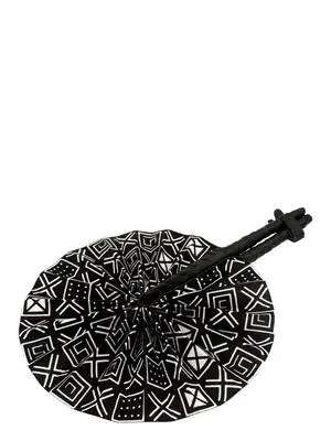 BIJOUCREATES Black / Grey / White Hand Fan Black & White Geometric - Black/grey/white