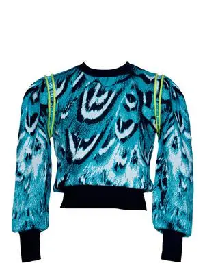 ESSIEN & EMRE Levia Merino Wool Knitted Pattern Jumper - Green