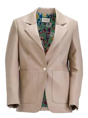 MOV Neutrals The Perfect Suit Blazer — Tailored Vegan Leather In Mocha - Brown