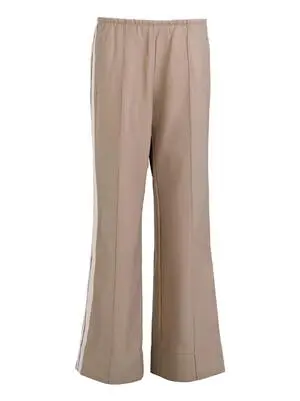 MOV Neutrals Straight-leg Vegan Leather Pants With Side Stripes - Brown