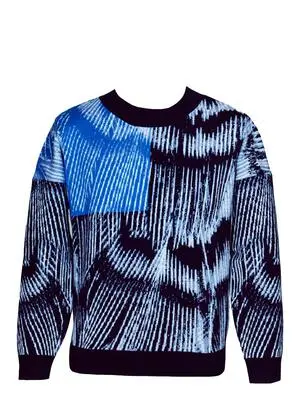 ESSIEN & EMRE Alatus Merino Wool Knitted Pattern Jumper - Blue