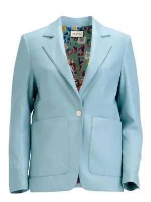 MOV The Perfect Suit Blazer — Tailored Vegan Leather In Retro - Blue