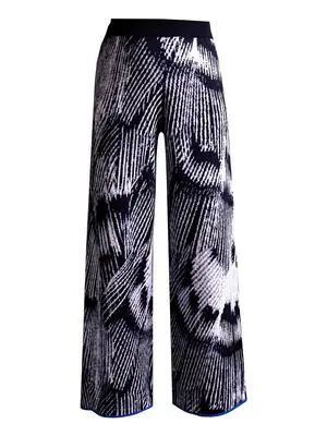 ESSIEN & EMRE Arden Merino Wool Knitted Pattern Trousers - Blue