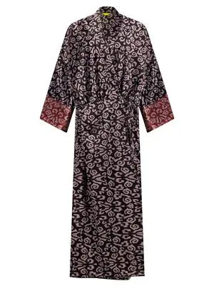 EMANMOON Patterned Satin Dress - Black