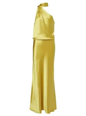 Staud Estelle One-shoulder Satin Maxi Dress - Yellow