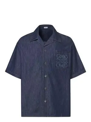 Loewe Anagram Cotton Chambray Shirt - Blue