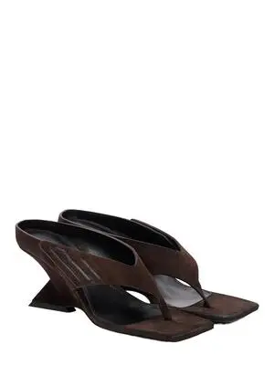 Attico Cheope Suede Thong Sandals Dark - Brown