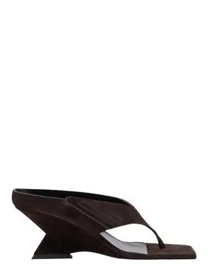 Attico Cheope Suede Thong Sandals Dark - Brown