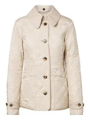 Burberry Fernleigh Leather-trimmed Quilted Jacket - Beige