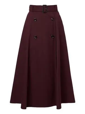 Burberry Cotton Midi Skirt - Red