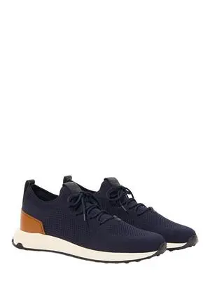 TOD'S Calzino Leather-trimmed Fabric Sneakers - Blue