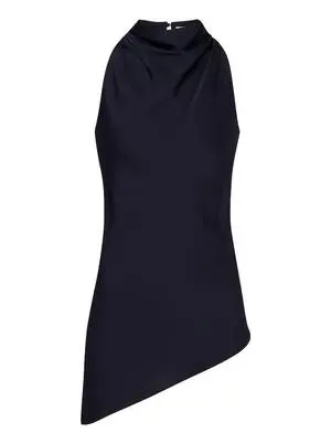 Veronica Beard Radford Asymmetrical Halterneck Top - Blue
