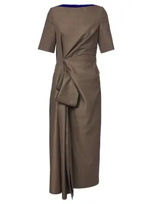 ROKSANDA Caia Draped Wool Midi Dress - Brown