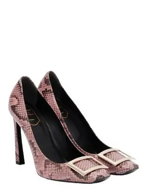 ROGER VIVIER Trompette Snake-print Leather Pumps - Pink